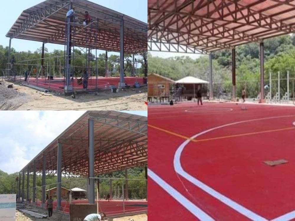 Condepor ultima detalles en cancha de usos múltiples ubicada en el municipio Santos Guardiola en ...