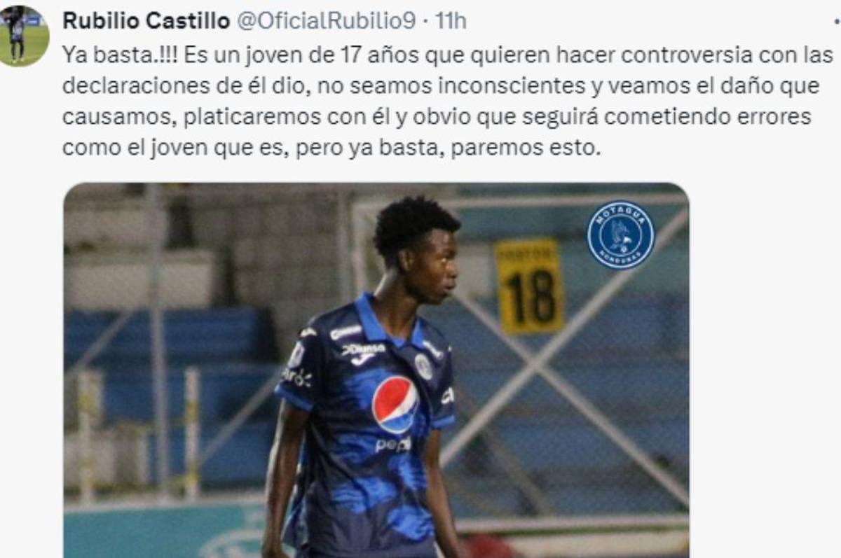 RUBILIO CASTILLO EXPLOTA EN REDES SOCIALES TRAS CRÍTICAS A JUVENIL DE MOTAGUA