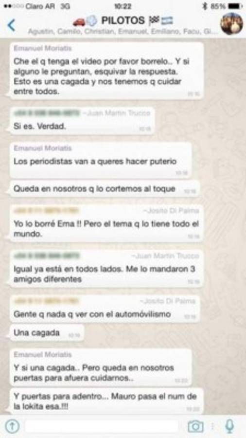 Sale a luz supuesto chat de los pilotos involucrados en video sexual