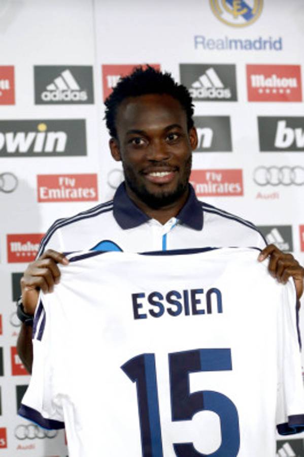 ImÃ¡genes del primer entrenamiento de Essien con el Real Madrid.